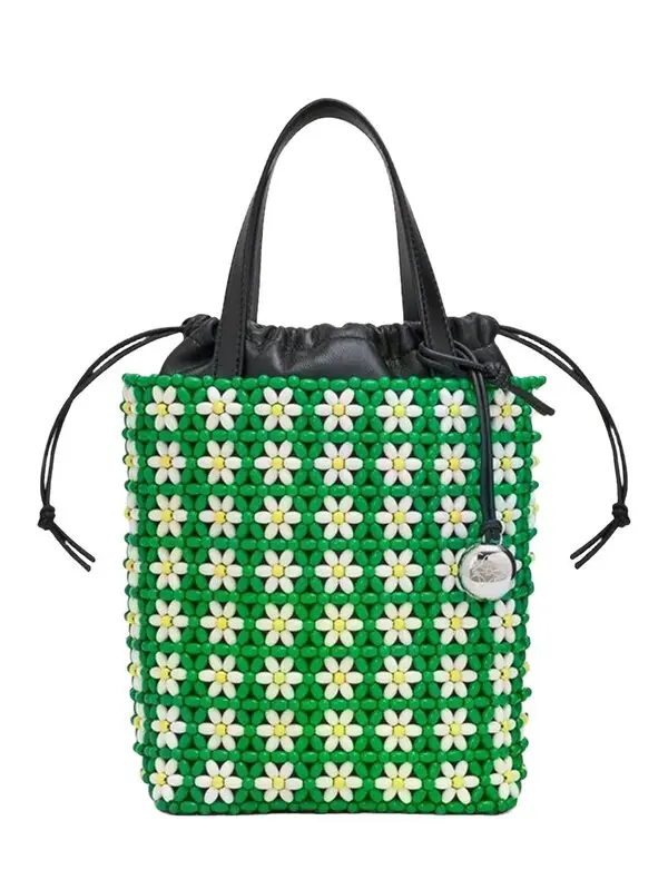 Loewe Mini Beaded Flower Bucket Bag - Green