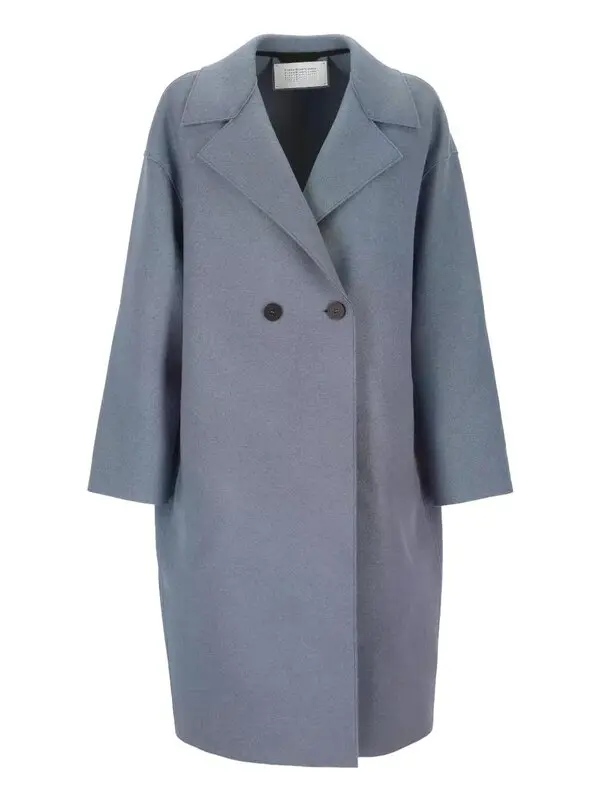 Harris Wharf London Double-breasted Lapel Coat - Grey