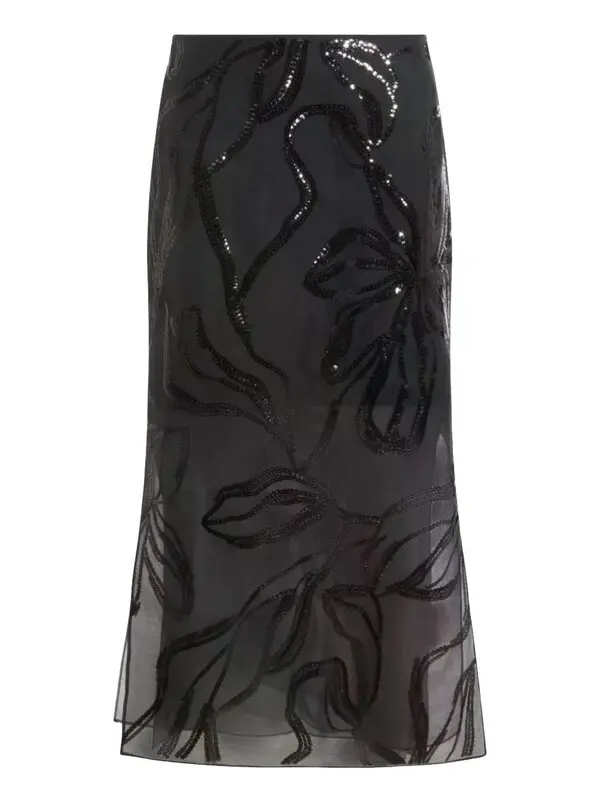 Brunello Cucinelli Sequin-embellished Flared Skirt - Black