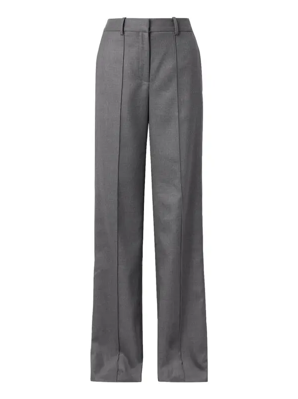 Adam Lippes Wool-blend Twill Straight-leg Pants - Gray