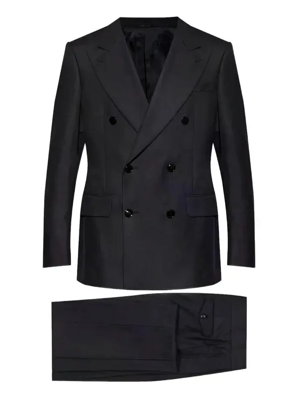 Giorgio Armani Double-breasted Wool Suit - Black