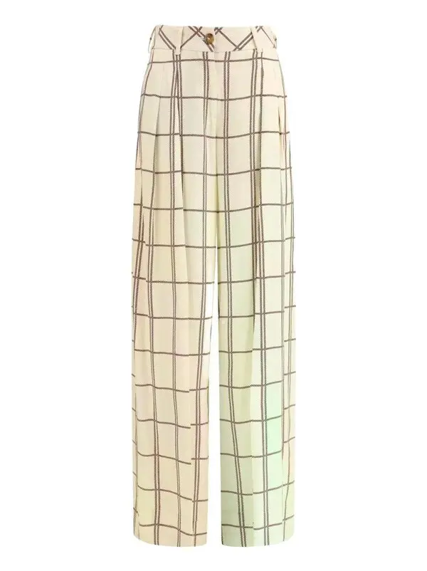 CRIDA MILANO Checked Pleated Trousers - Neutrals