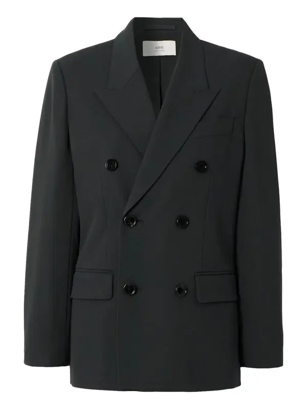 AMI Paris Oversized Double-breasted Wool Blazer - Black
