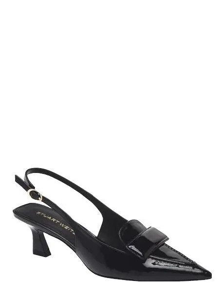 STUART WEITZMAN Sovinnie Patent Leather Slingback Loafer Pumps - Black