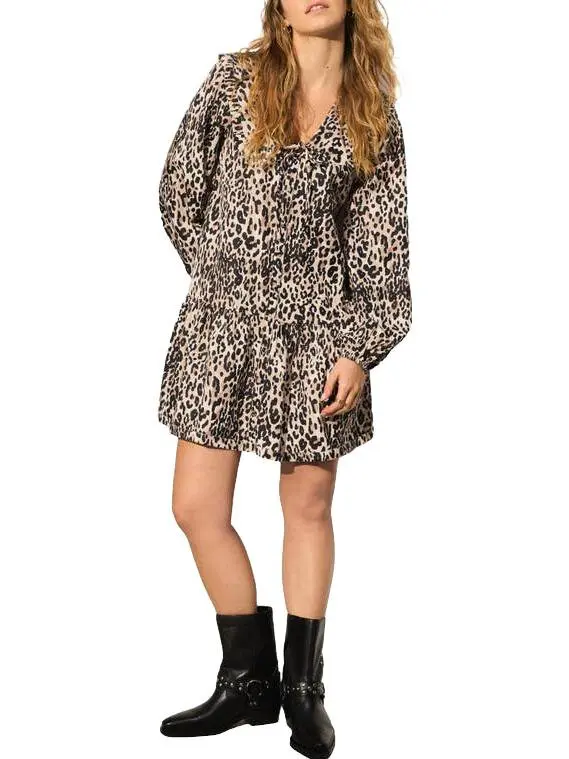 NEXT Long Sleeve Leopard Print Mini Dress - Multi