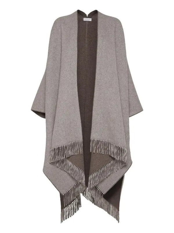 Brunello Cucinelli Cashmere Flannel Poncho - Light Brown