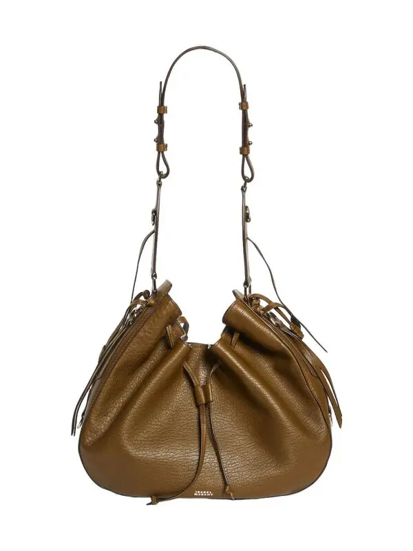 Isabel Marant Bolton Bubble Pebbled Lambskin Leather Hobo Bag - Khaki