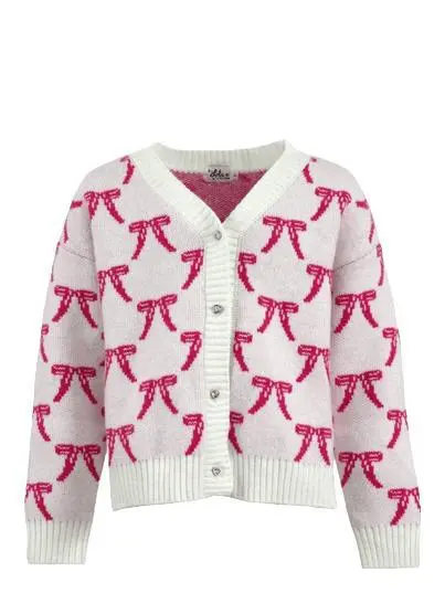 LOLA + THE BOYS Bow Knit Cardigan - Pink