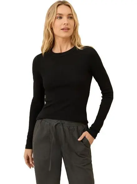 PACT Perfect Rib Long Sleeve Tee - Black