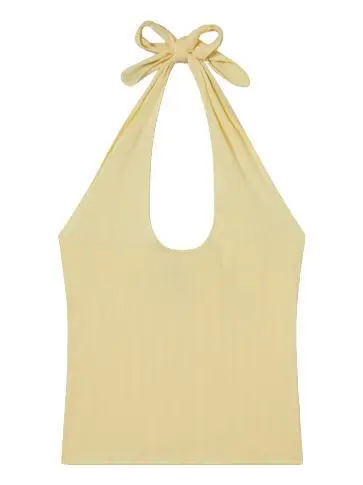 VIR VITA Pointelle Halter Top - Butter