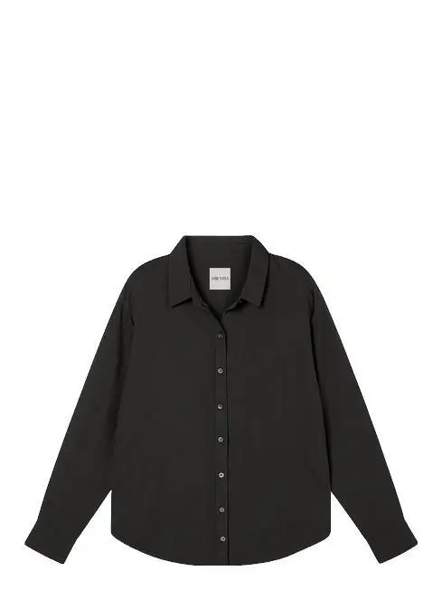 VIR VITA Cecile Oversized Linen Shirt - Black