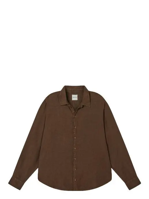VIR VITA Cecile Oversized Linen Shirt - Chesnut