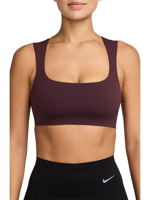 Nike Zenvy Dri-fit Open Back Sports Bra - Burgundy Crush/white