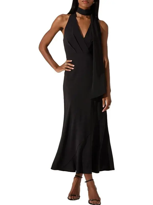 Astr The Label Hilaire Halter Neck Dress - Black