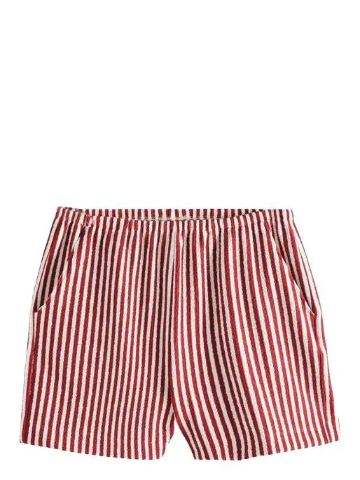 NEXT Striped French Terry Shorts - Red