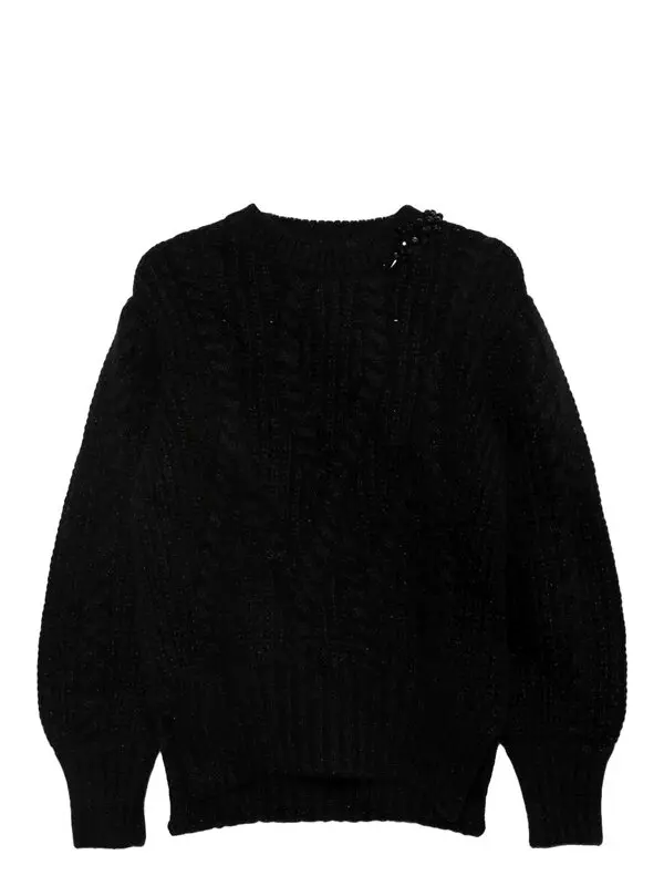Simone Rocha Embellished Cable-knit Sweater - Black