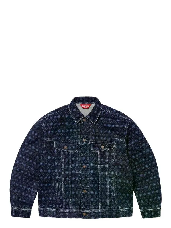 Supreme Flocked Denim Jacket - Blue