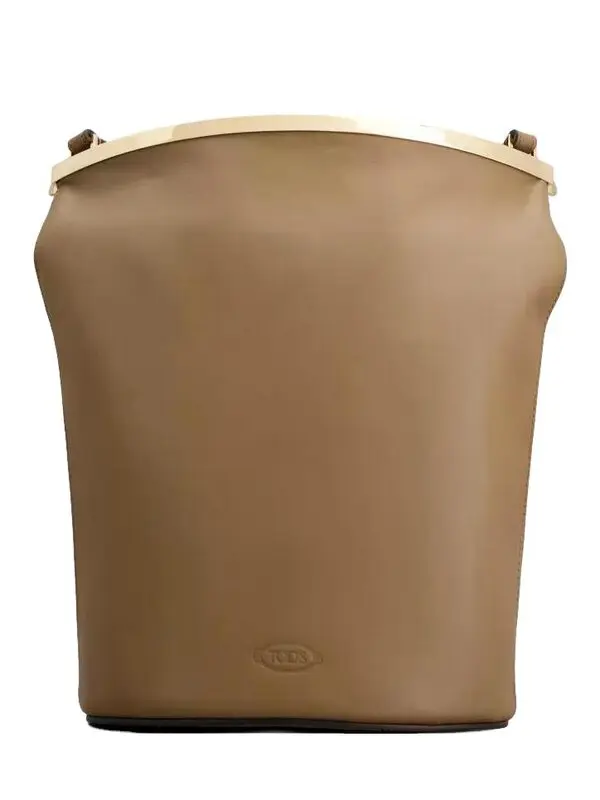 TOD'S Bucket Bag With Metallic Top - Neutrals