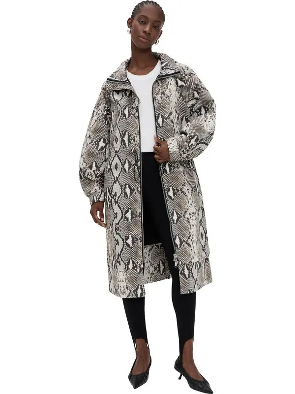 Essentiel Antwerp Snakeskin Print Rain Coat - Combo1 Off White