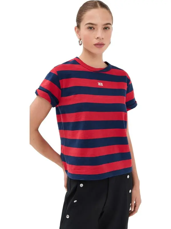 WALES BONNER City Cropped T-shirt - Red/navy
