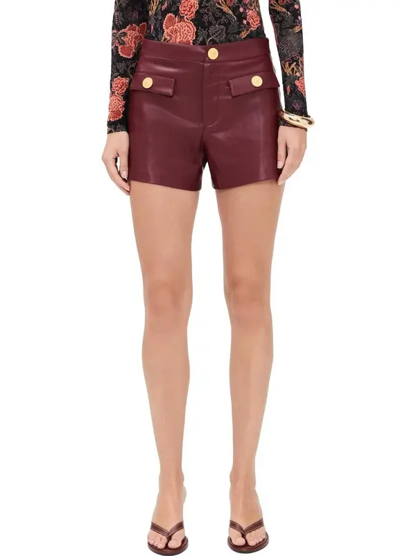 L'Agence Faux Leather Shorts - Black Cherry