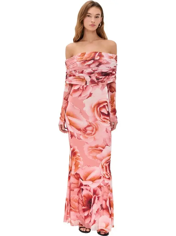AFRM Thelma Floral Maxi Dress - Peach Roses