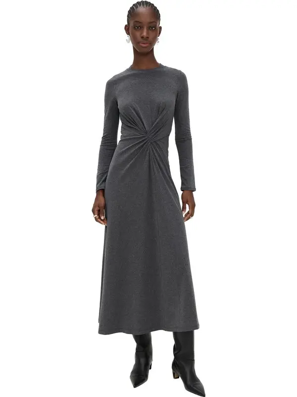 APIECE APART Volta Long Sleeve Midi Dress - Heathered Charcoal