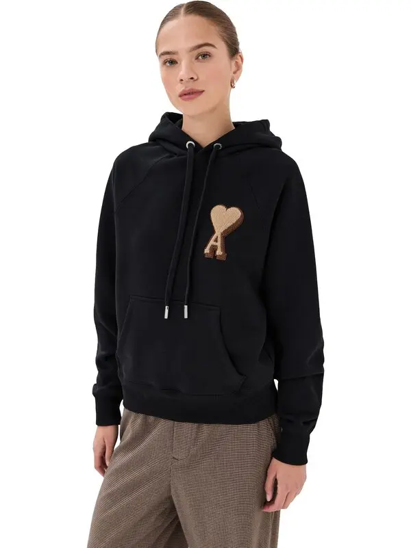 Ami Logo Patch Hoodie - Noir