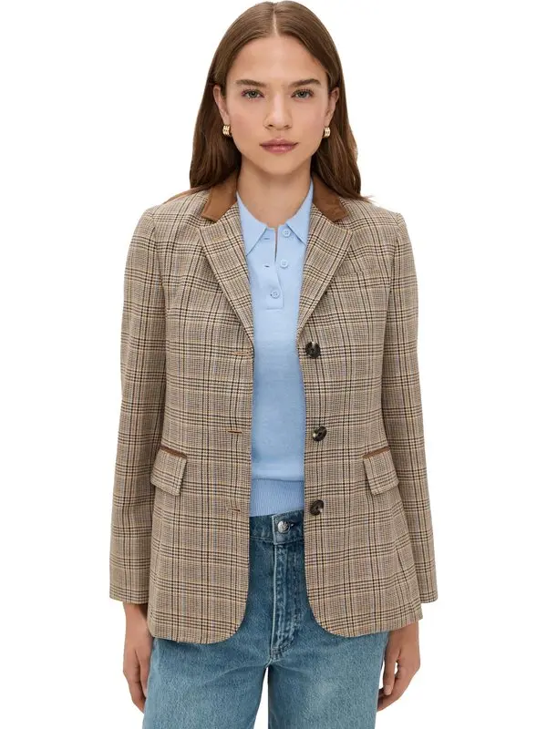 Rag & Bone Evia Plaid Blazer - Tan Multi
