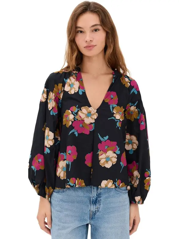 APIECE APART Shirred Floral Print Top - Floating Floral