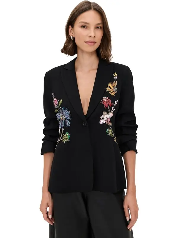 Cinq À Sept Floral Embroidered Blazer - Black/multi