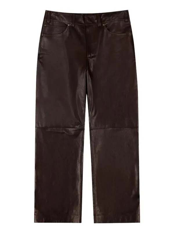 ENTIRE STUDIOS Straight Leg Leather Pants - Brown