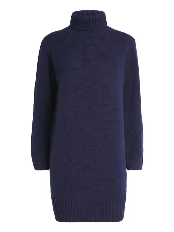Harrods Cashmere Rollneck Mini Dress - Navy