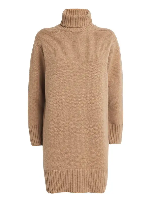 Harrods Cashmere Rollneck Mini Dress - Neutral