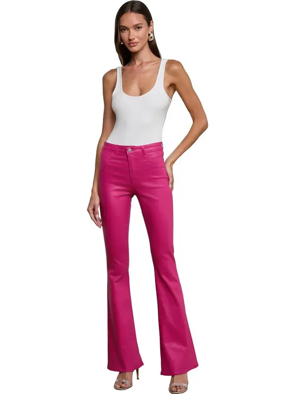 L'Agence Marty Coated Flare Jean - Pink Coated