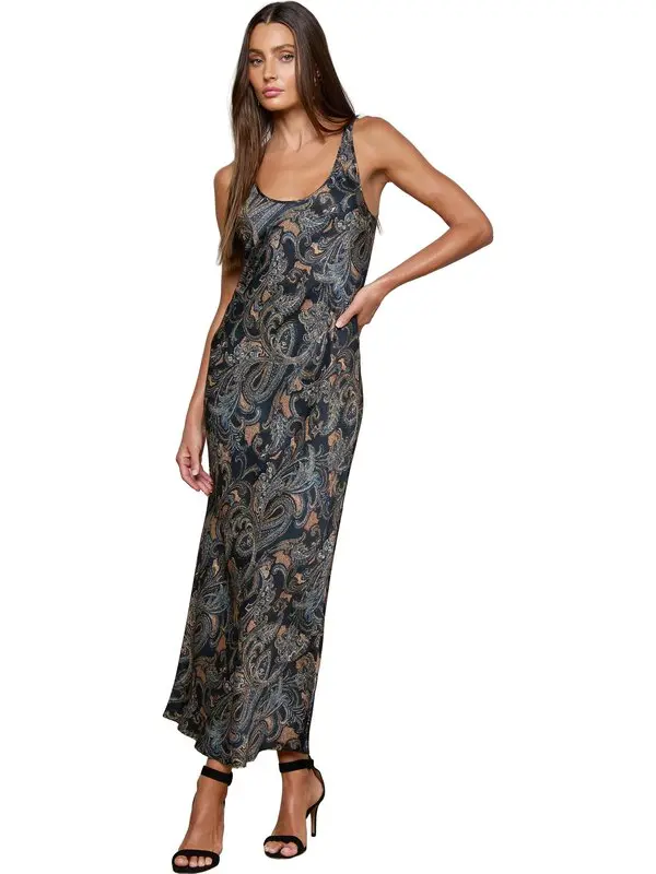 L'Agence Akiya Maxi Dress - Midnight Multi Etched Paisley