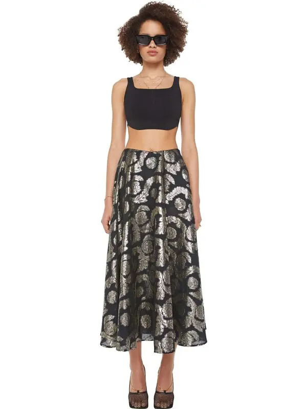 Alix Of Bohemia Roxanne Metallic Midi Skirt - Black