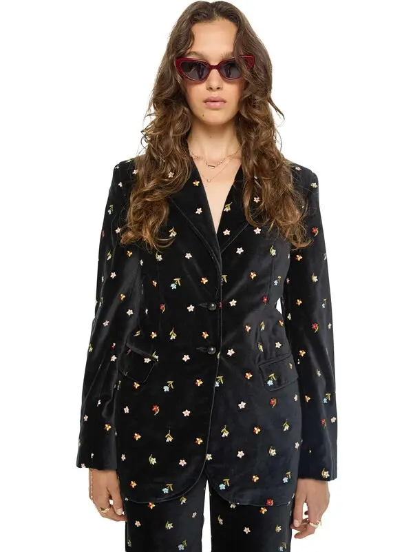 Alix Of Bohemia Afternoon Blazer Onyx Bouquet - Black