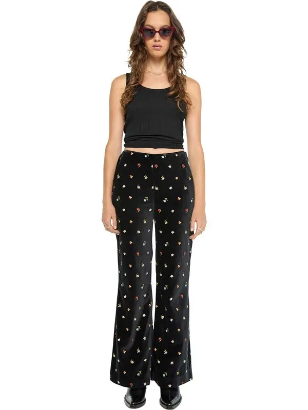 Alix Of Bohemia Charlie Pants Onyx Bouquet - Black