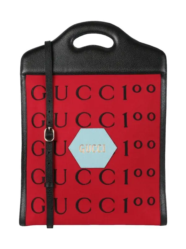Gucci Aria 100th Anniversary Embroidered Tote - Red