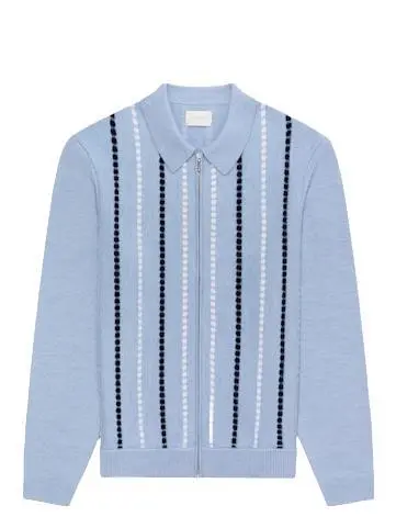 Aimé Leon Dore Jacquard Stripe Polo Shirt Cardigan - Blue