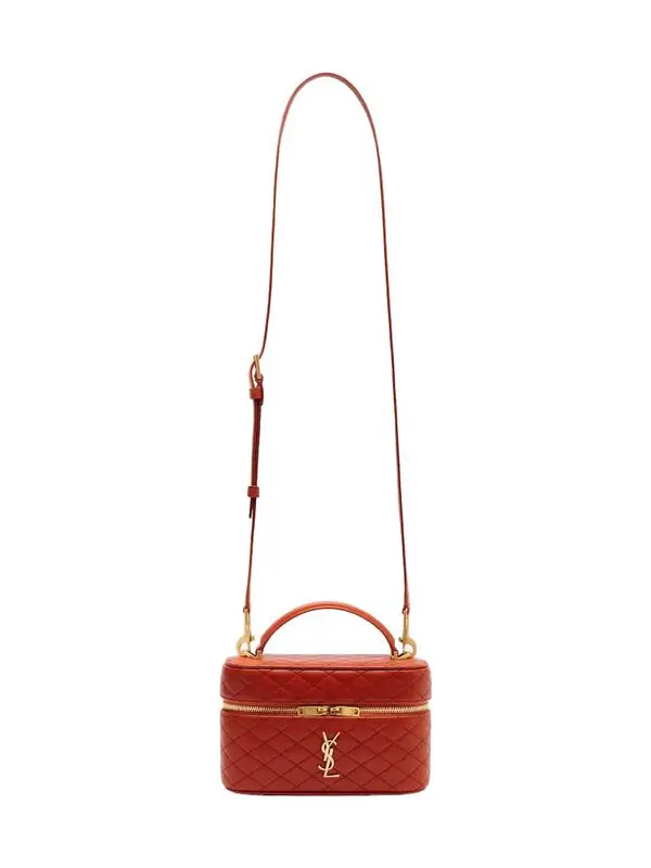 Saint Laurent Gaby Leather Vanity Bag - Orange