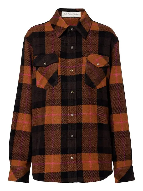 GOD'S TRUE CASHMERE Checked Cashmere Shirt - Brown