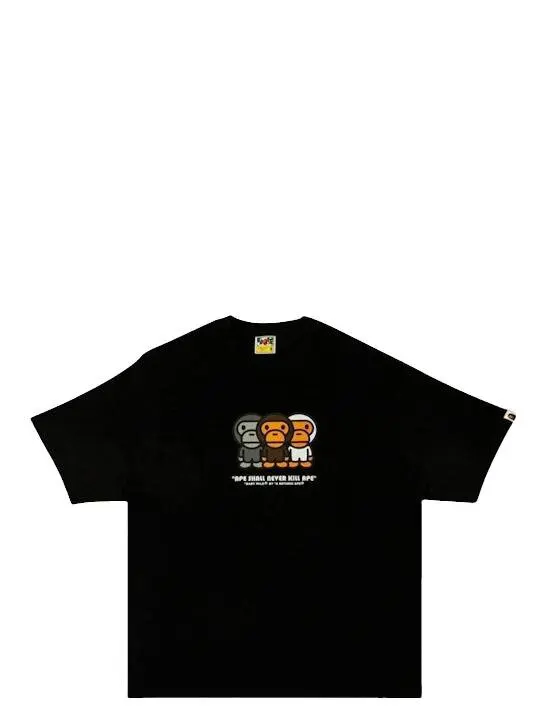 A BATHING APE Three Apes Milo Relaxed Fit Tee Shirt - Black
