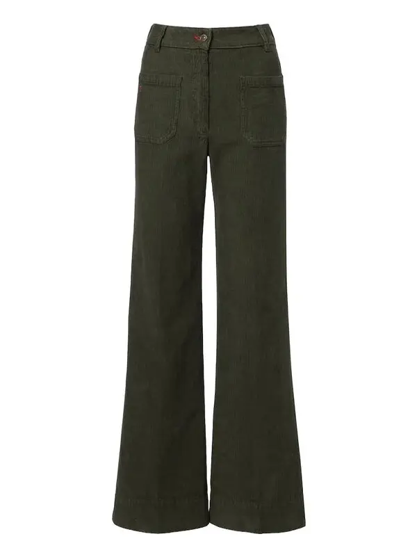 Victoria Beckham Alina Mid-rise Corduroy Flared Jeans - Green