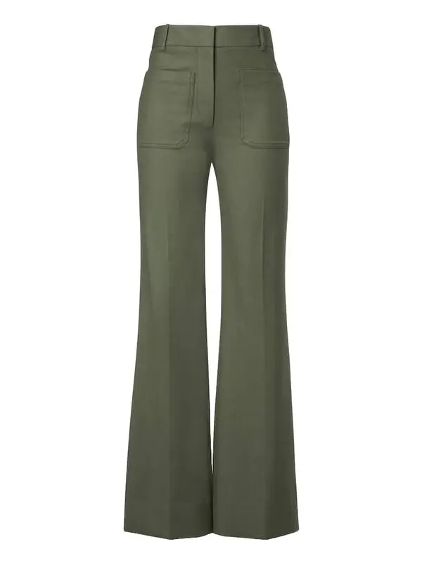 Victoria Beckham Alina High-rise Flared Trousers - Green
