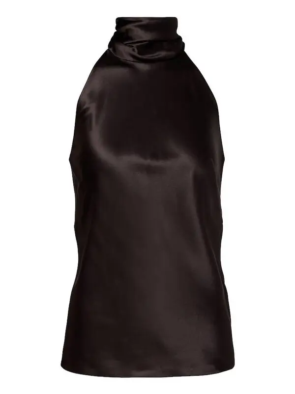 Ralph Lauren Chilton Halterneck Silk-blend Top - Brown