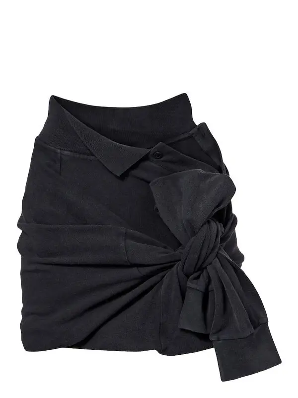 Balenciaga Trompe L'oeil Cotton Piqué Miniskirt - Black