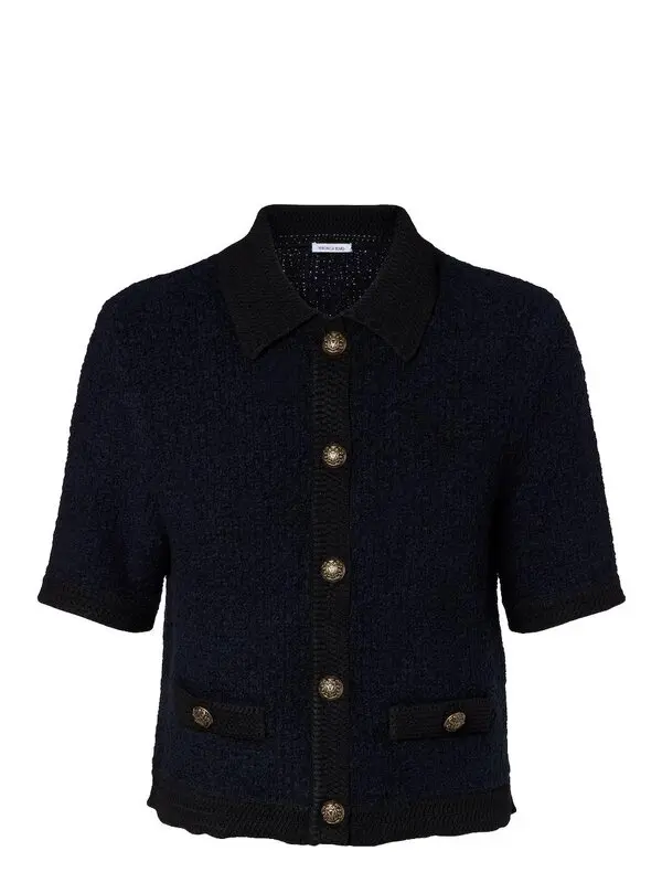 Veronica Beard Cotton And Wool-blend Cardigan - Blue