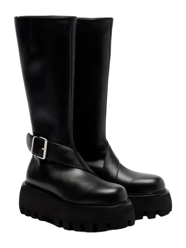 Alexander McQueen Leather Knee-high Boots - Black